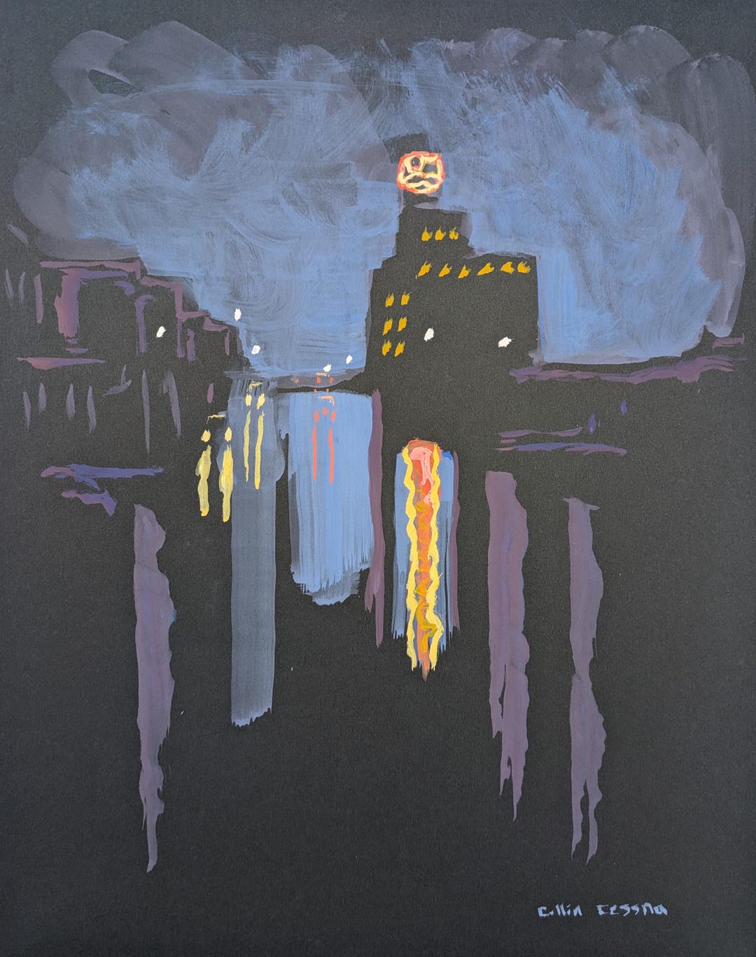 Natty Boh Nocturne 2 Casein on Black Paper, 11 X 14 Collin Cessna ...