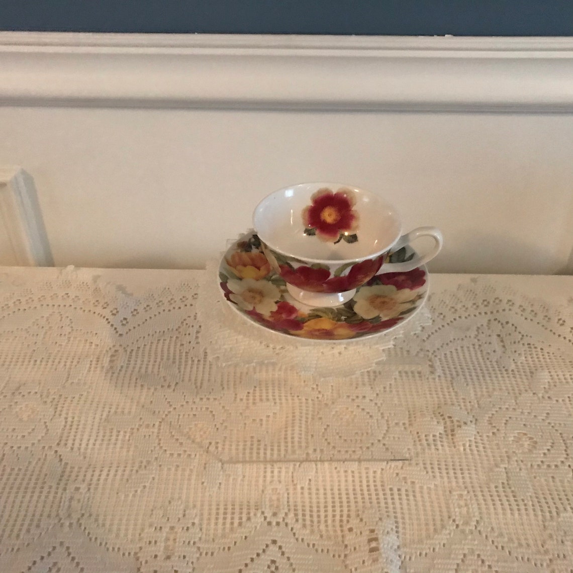 Poppy Flower Tea Cup and Saucer - Etsy