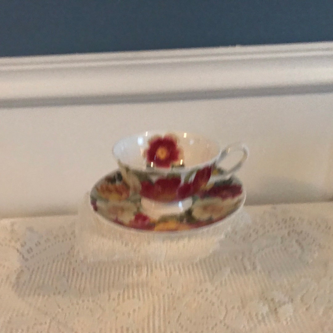 Poppy Flower Tea Cup and Saucer - Etsy
