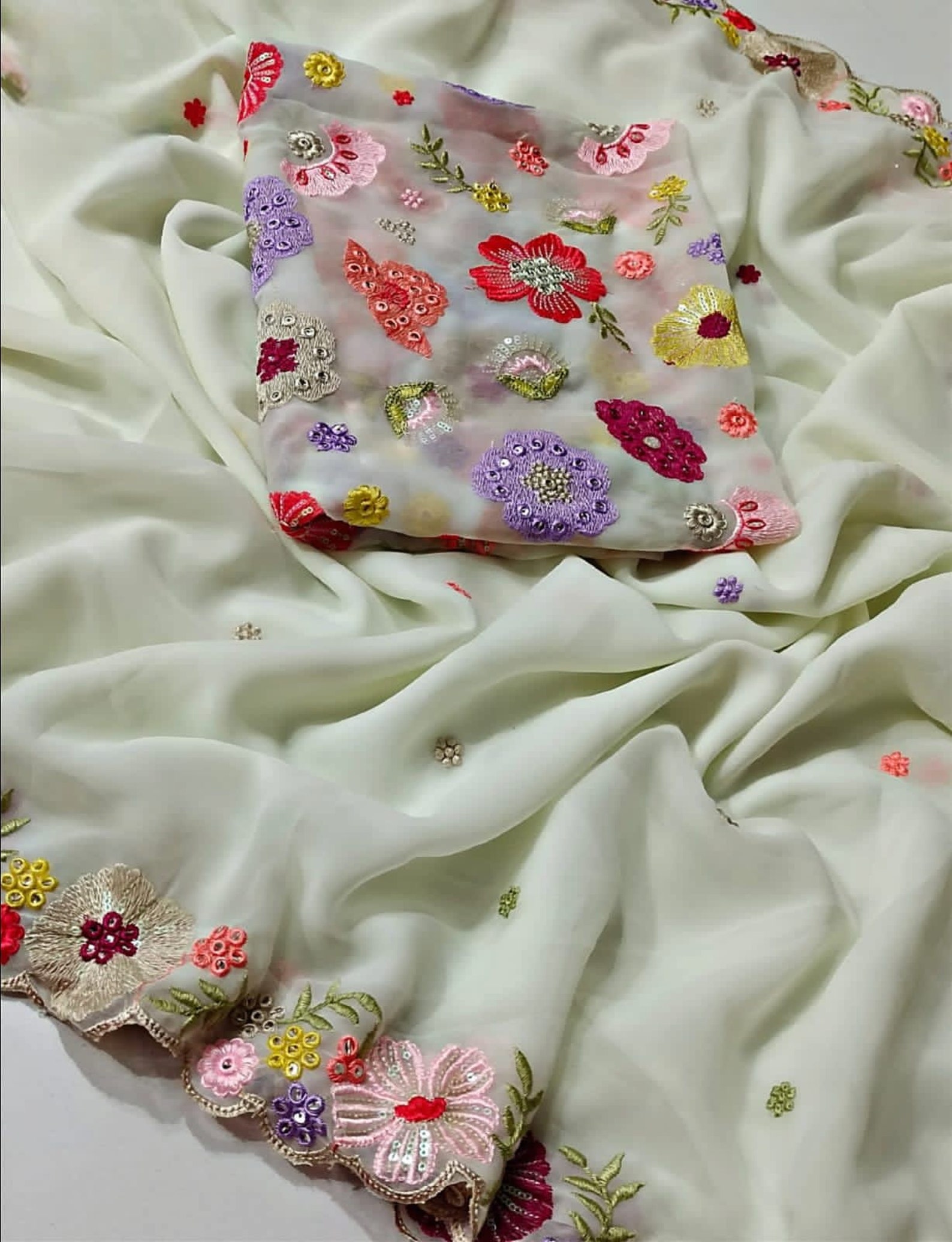 Embroidery Work Saree, Indian Saree, Indian Wear, Elegant Saree, Work ...