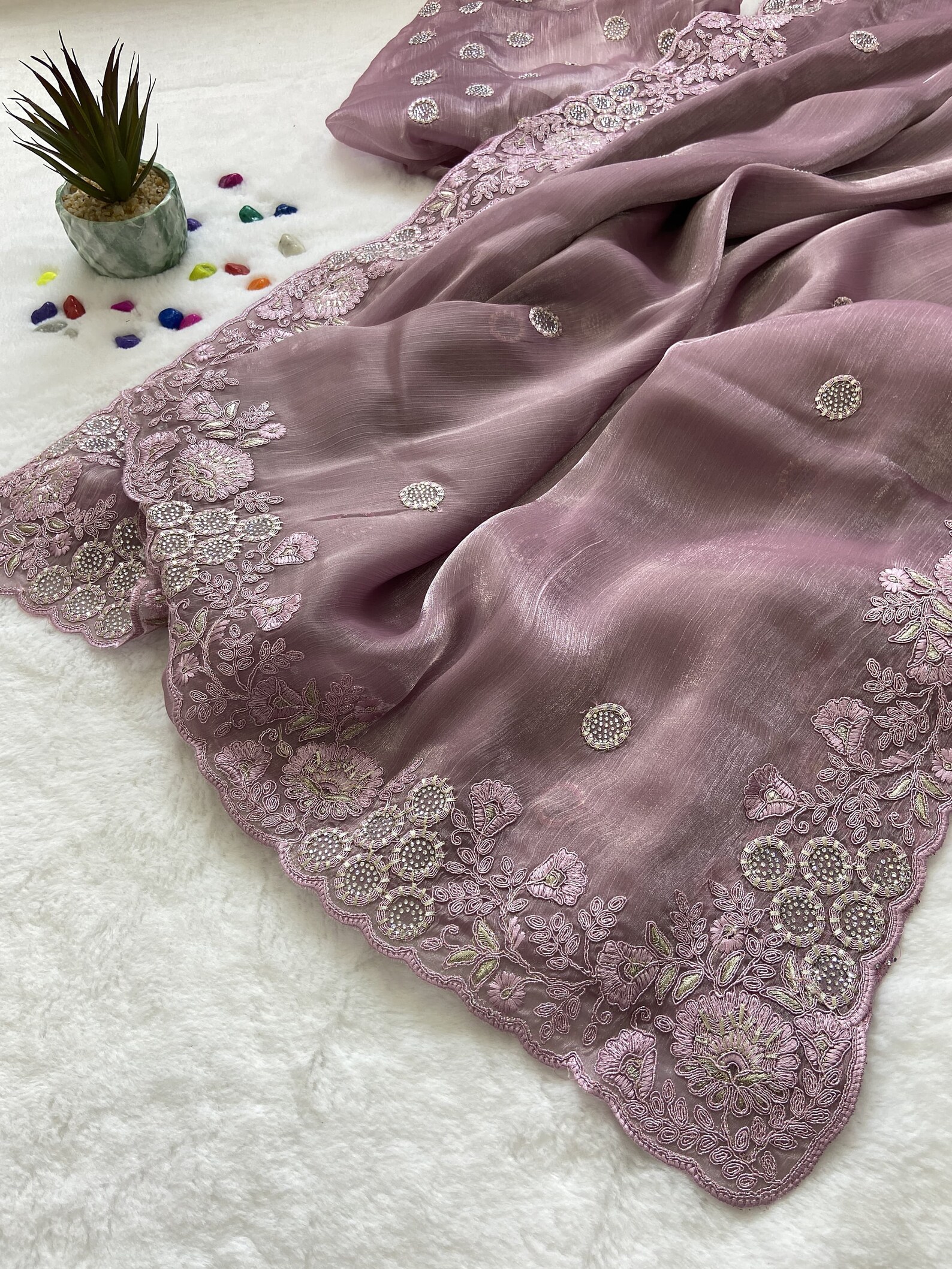 Barbari Jimmy Chu Silk Saree With Beautiful Embroidery, an Elegant ...