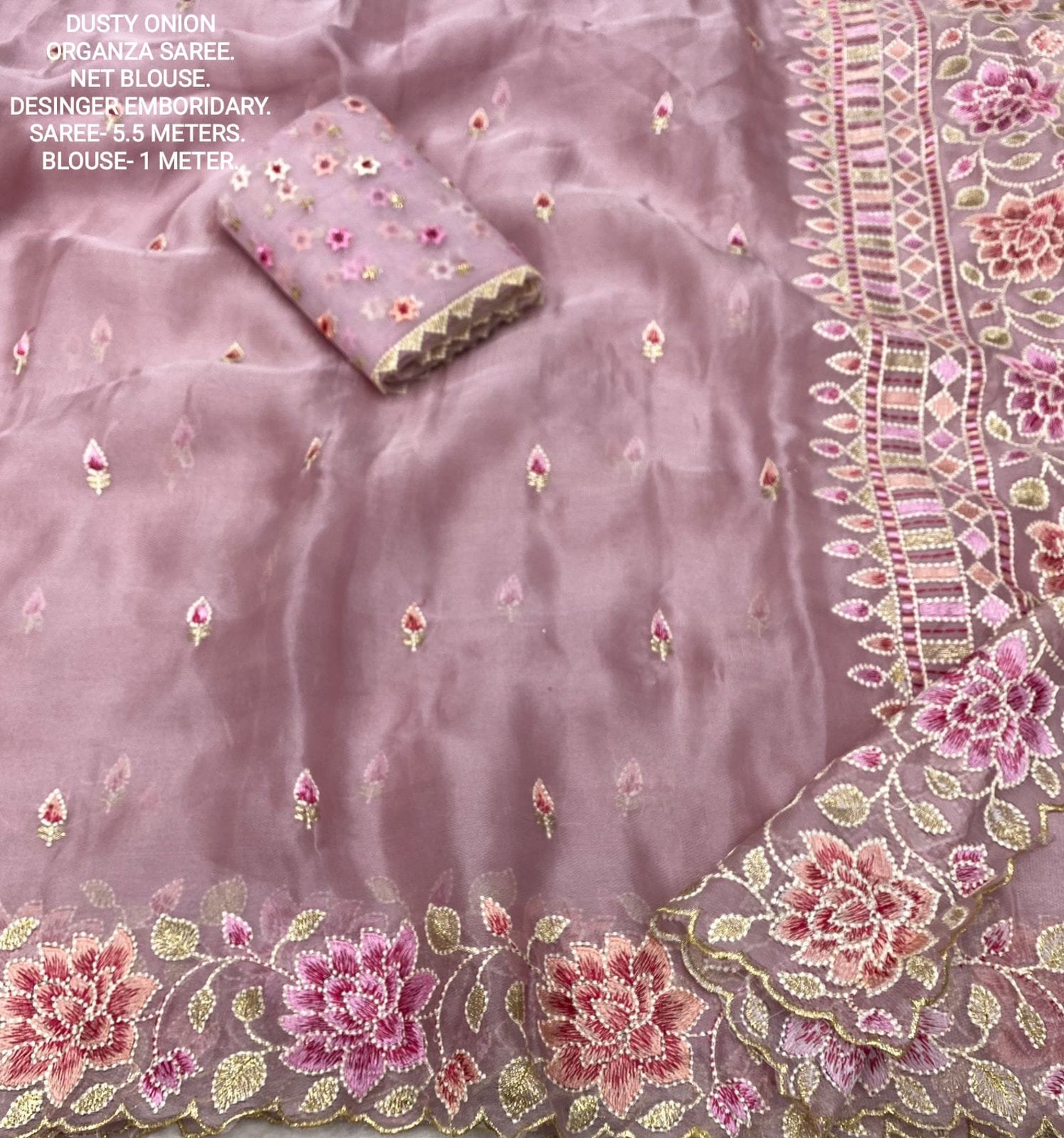 Handwork Soft Organza Saree With Heavy Multicolor Embroidery,party Wear ...