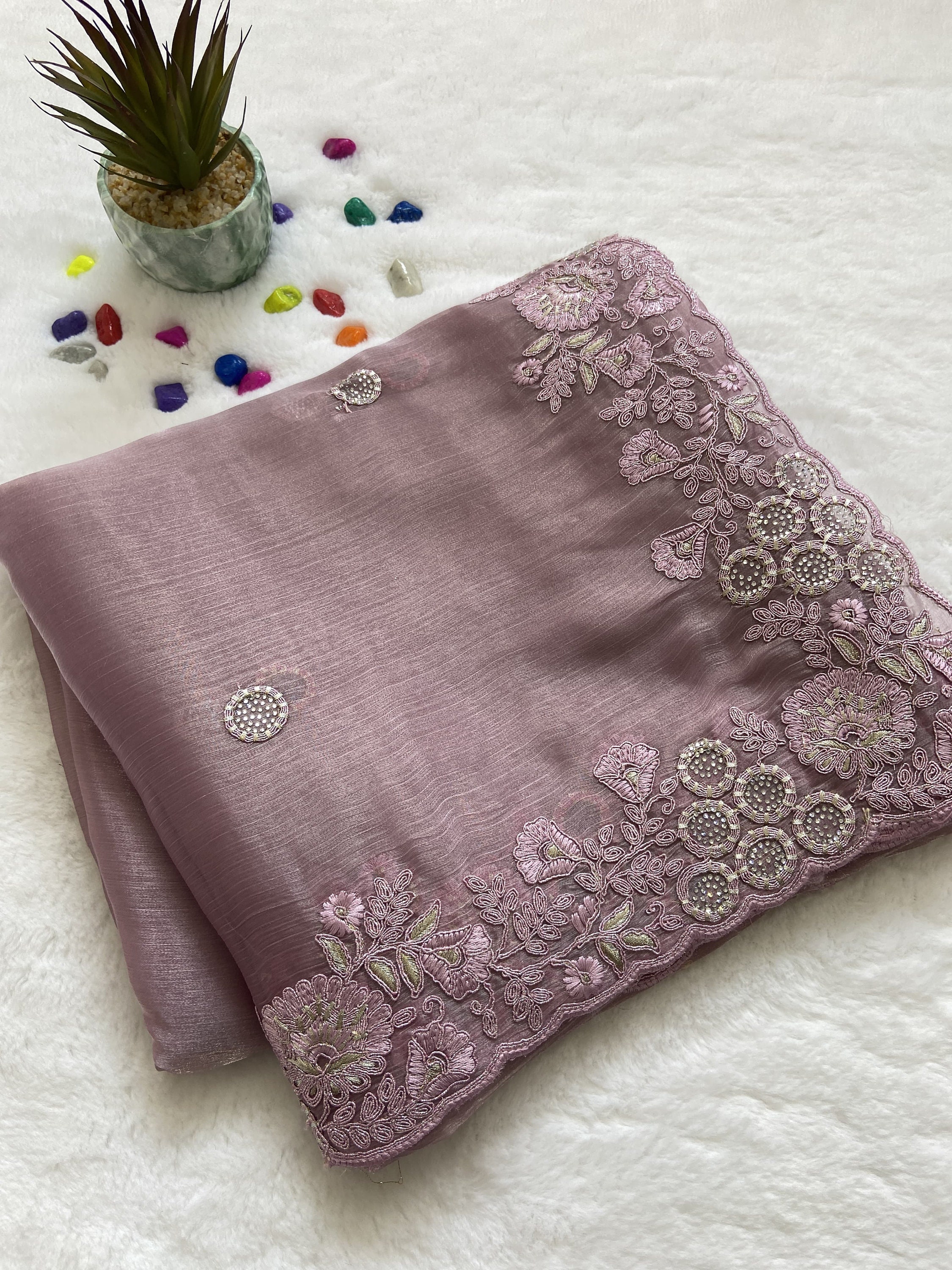 Barbari Jimmy Chu Silk Saree With Beautiful Embroidery, an Elegant ...