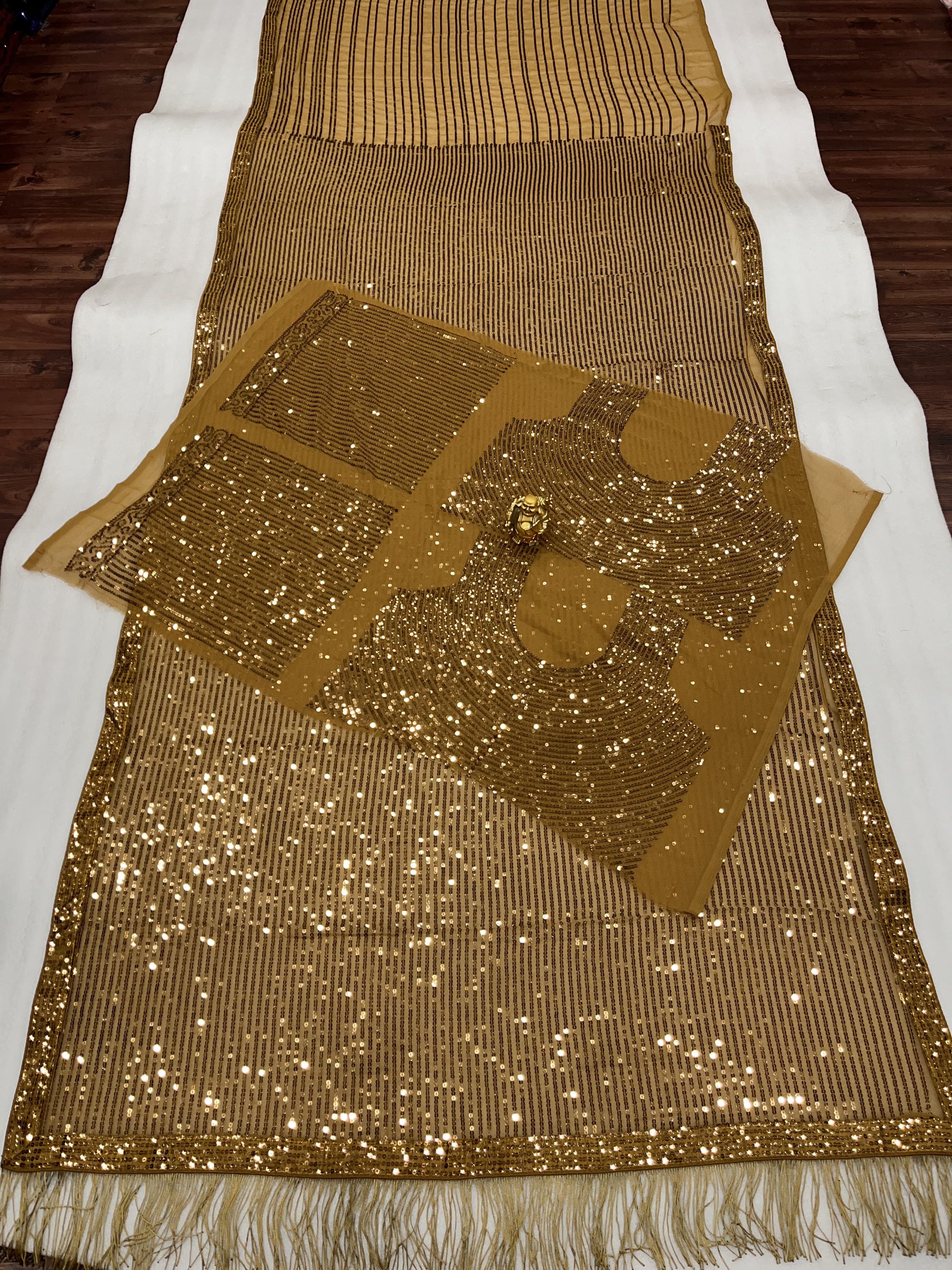 Madhuri Dixit Inspired Sequins Work Saree With Jhallar on Pallu, Indian ...