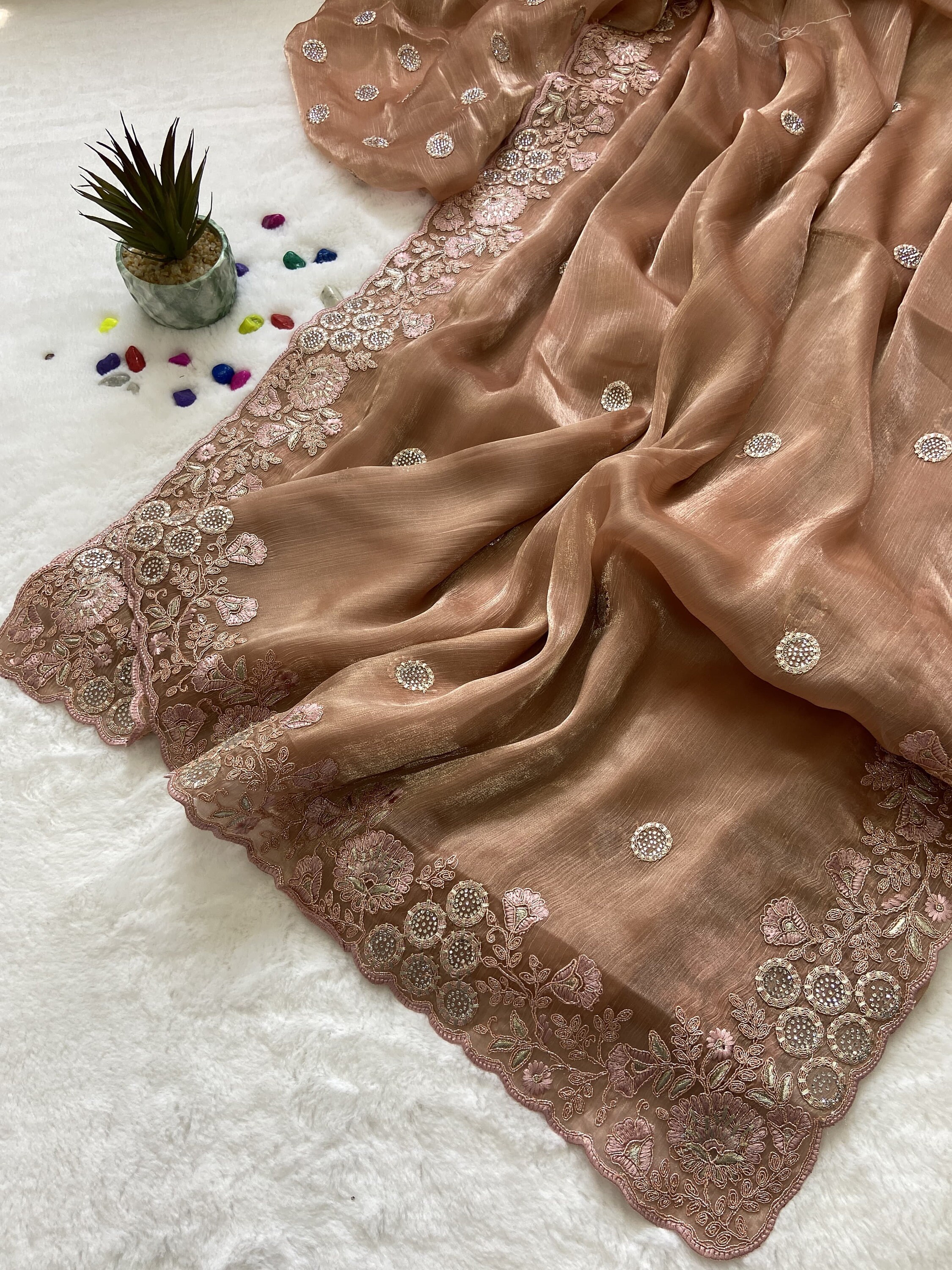 Barbari Jimmy Chu Silk Saree With Beautiful Embroidery, an Elegant ...