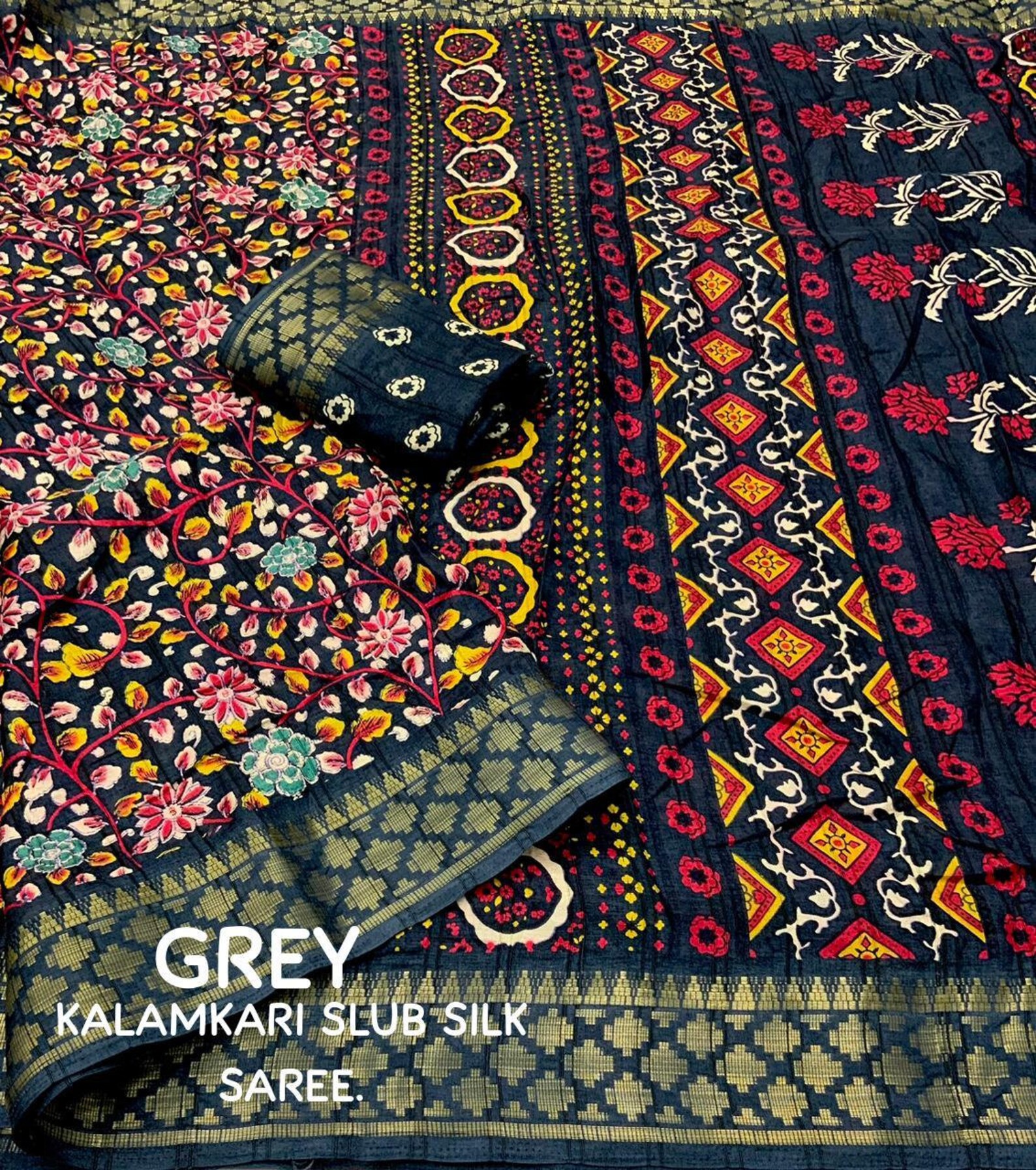 KALAMKARI Handloom...soft Slub Silk Kalamkari Printed Saree - Etsy