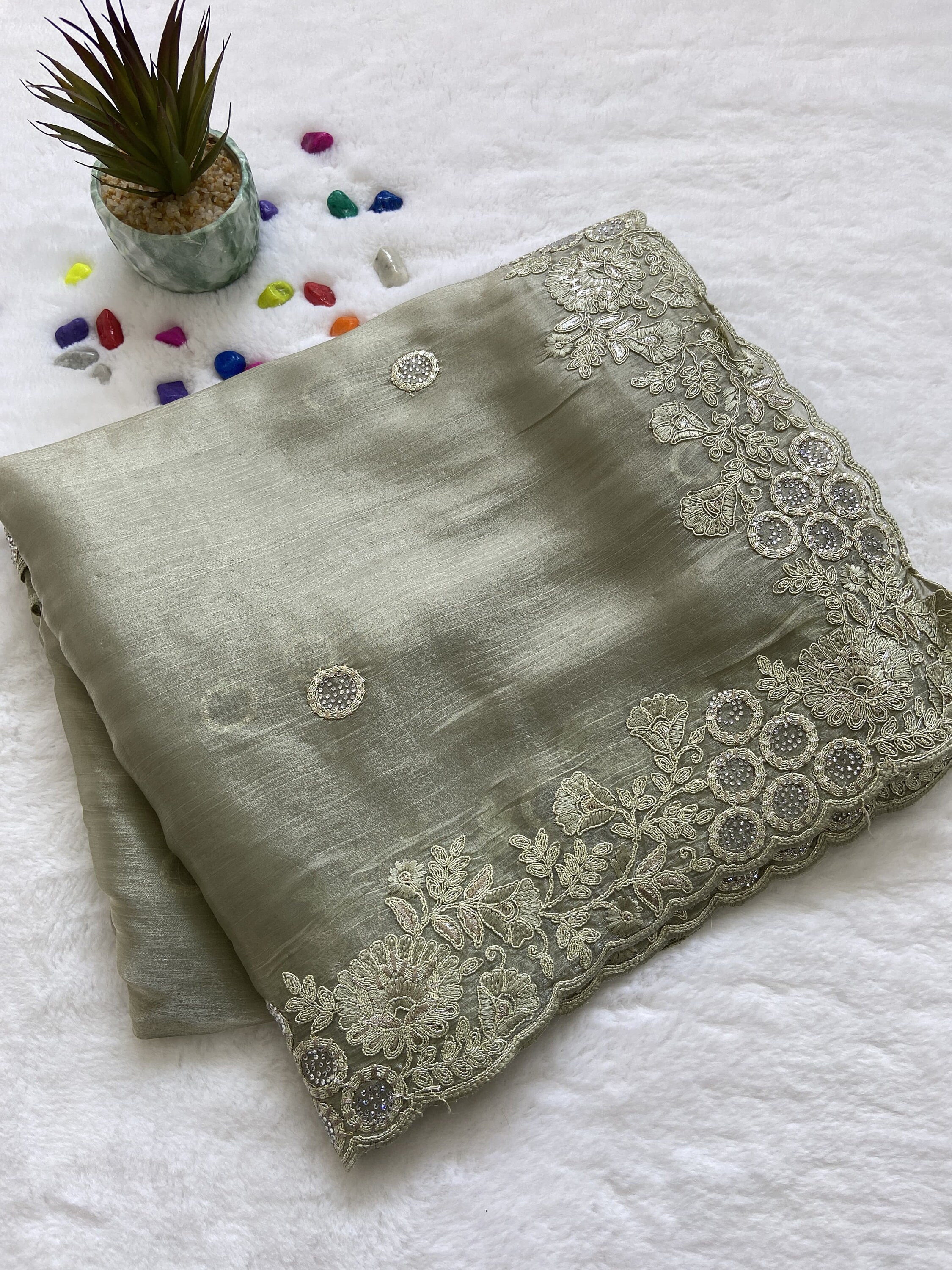 Barbari Jimmy Chu Silk Saree With Beautiful Embroidery, an Elegant ...