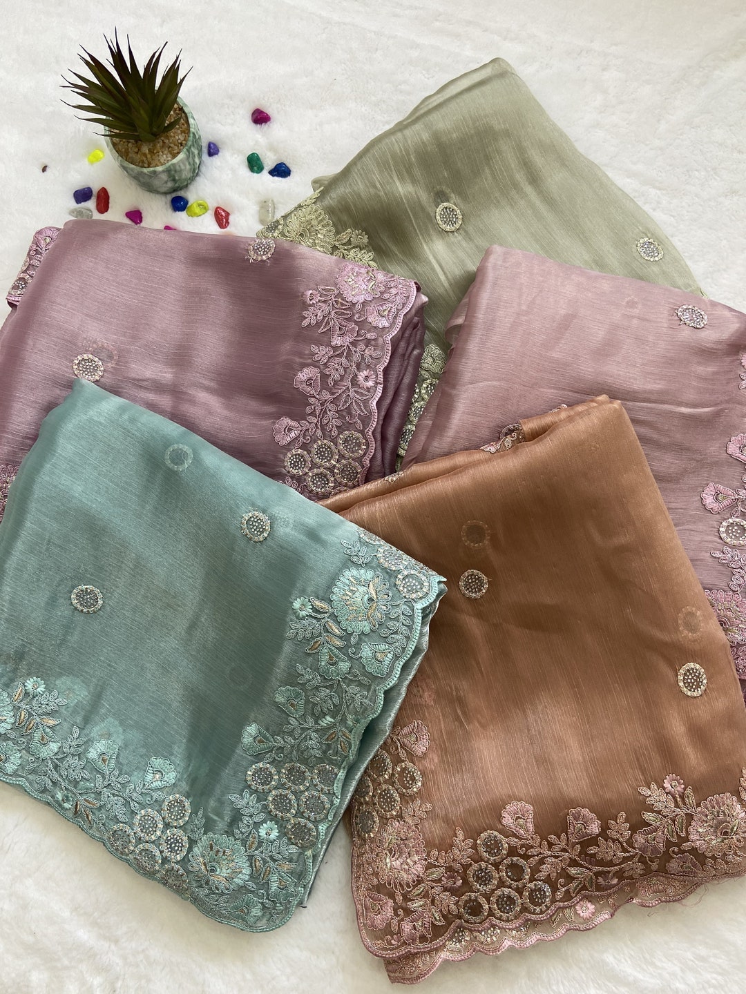 Barbari Jimmy Chu Silk Saree With Beautiful Embroidery, an Elegant ...