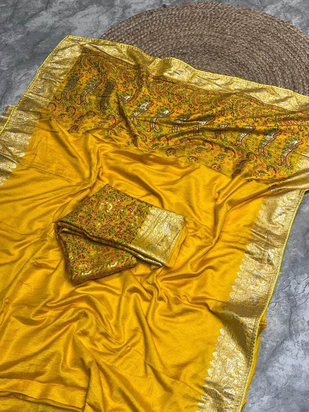Buy Russian Cotton Silk Saree With Beautiful Kashmiri Kadhai Print, an ...