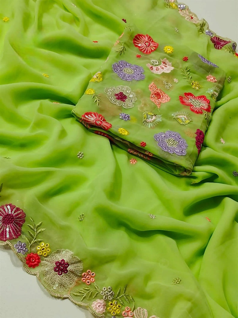 Embroidery Work Saree, Indian Saree, Indian Wear, Elegant Saree, Work ...