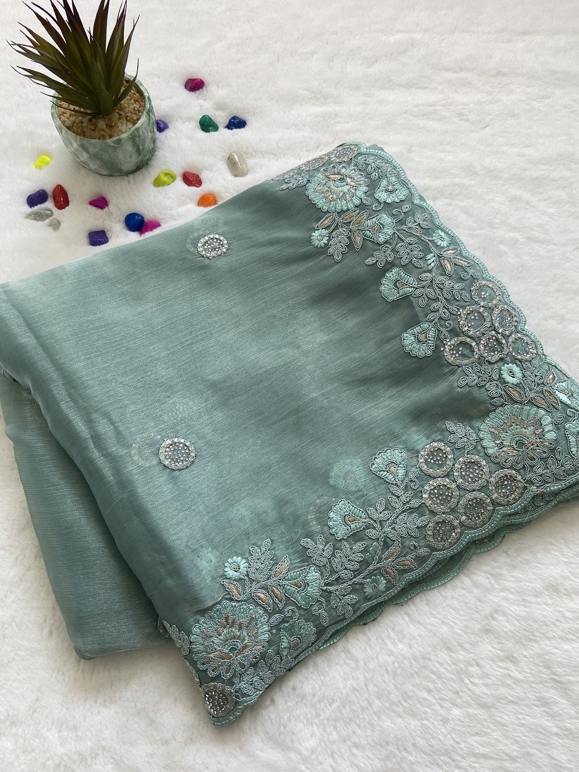 Barbari Jimmy Chu Silk Saree With Beautiful Embroidery, an Elegant ...