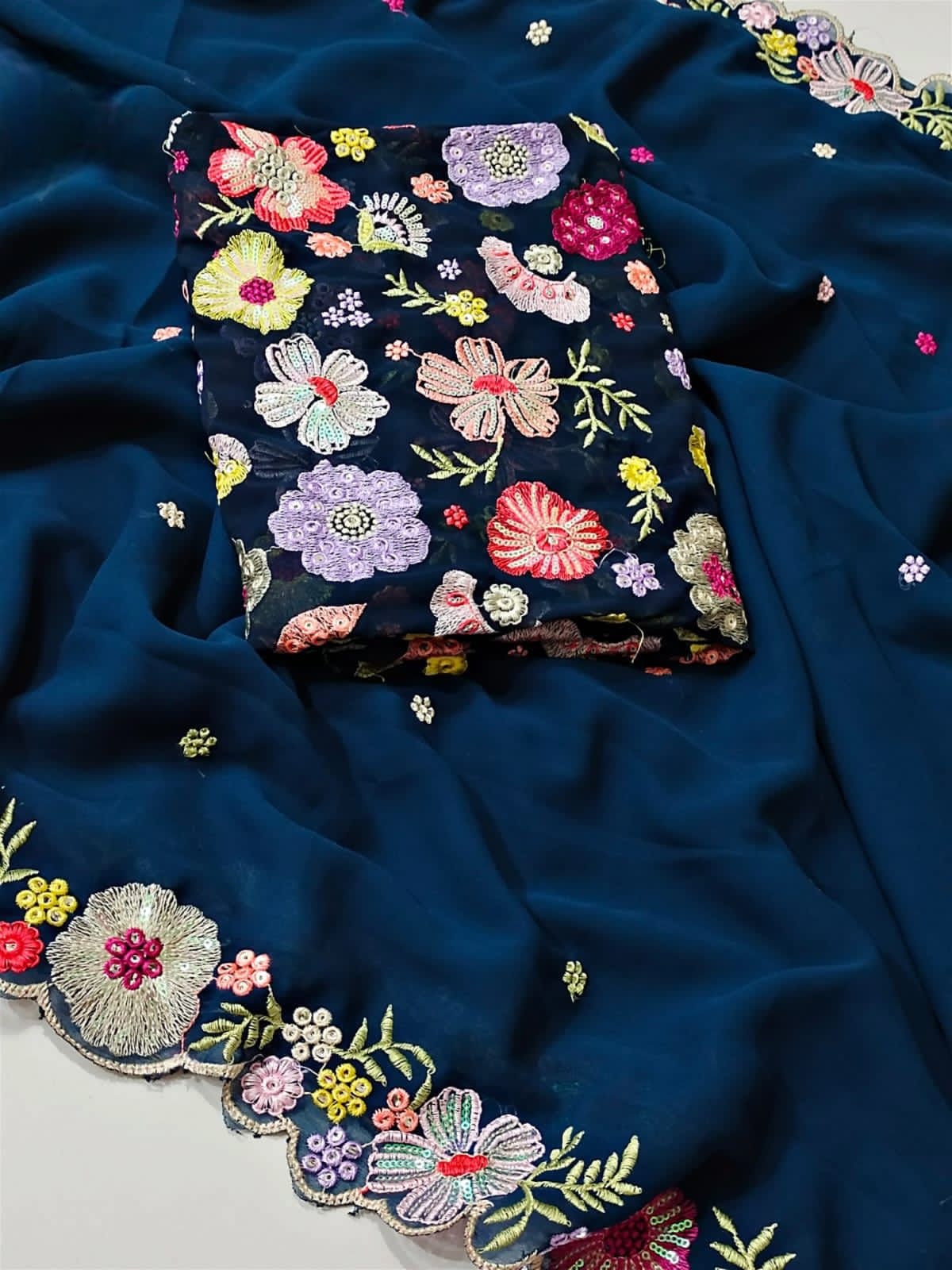 Embroidery Work Saree, Indian Saree, Indian Wear, Elegant Saree, Work ...