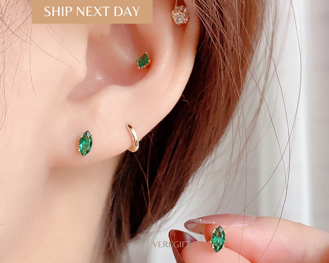 Sleep Solvent, Emerald Tiny Stud Earrings • Minimalist Handmade Jewelry ...