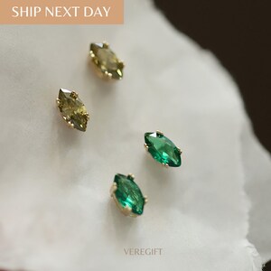 Sleep Solvent, Emerald Tiny Stud Earrings • Minimalist Handmade Jewelry ...