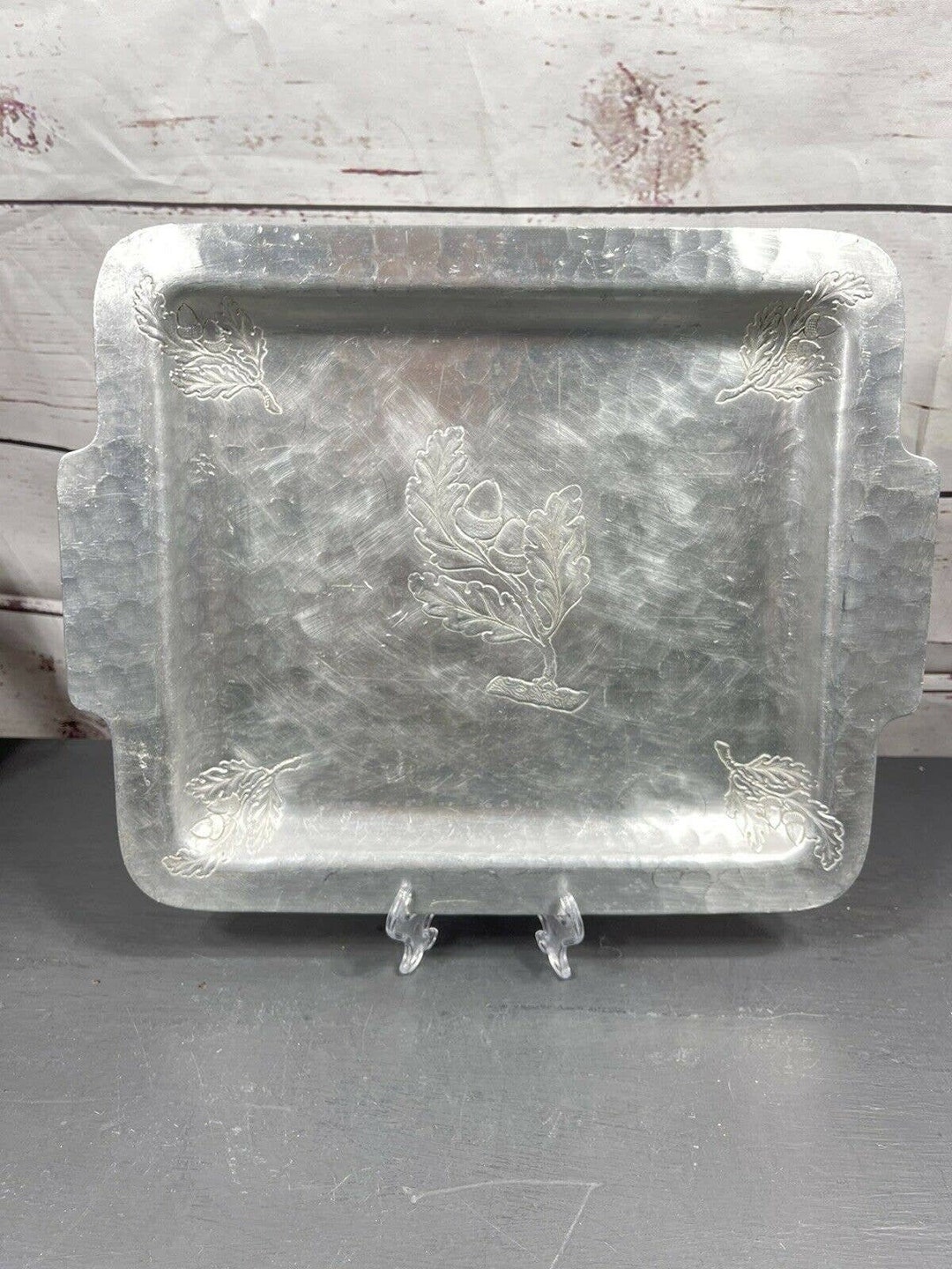 Vintage Antique Hand Wrought Aluminum Farberware Tray Acorn Oak Leaf ...