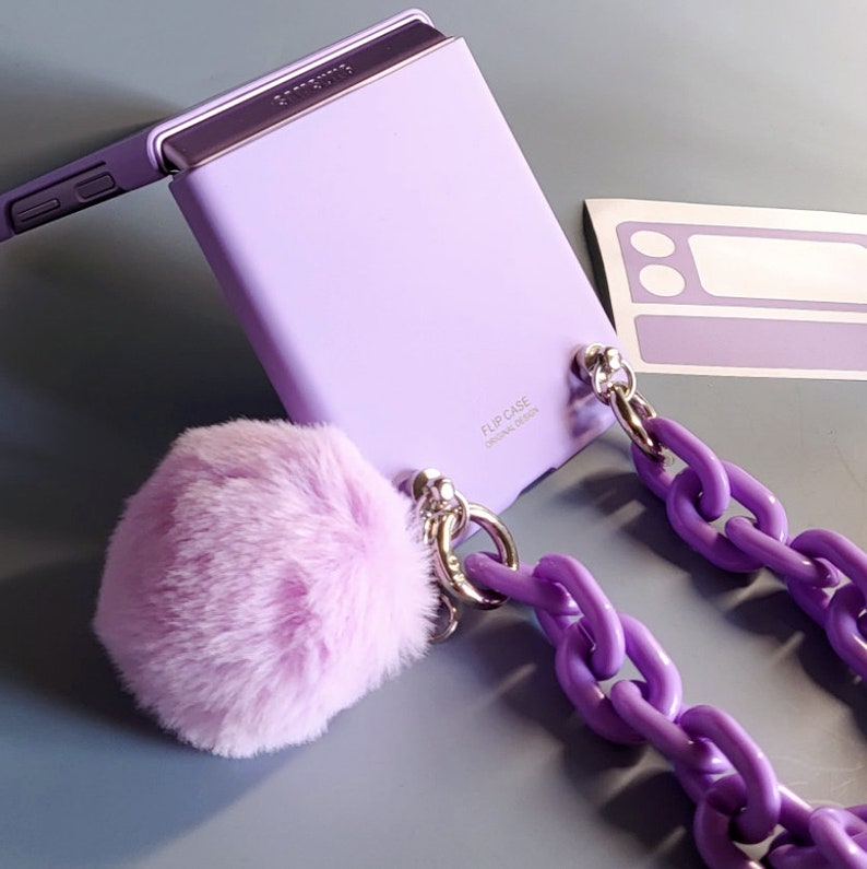 Korean Purple 3D Plush Ball Phone Case for Samsung Galaxy Z - Etsy