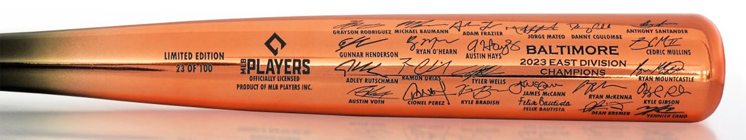 Baltimore 2023 East Division Champions Team Signature Chrome Splash Bat ...
