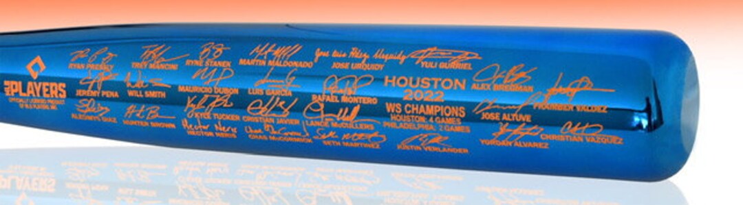 Houston 2022 WS Champions Team Signature Chrome Splash Bat - Etsy