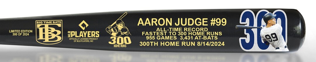 Aaron Judge Fastest to 300 Career Home Runs Maple Art Bat - Etsy
