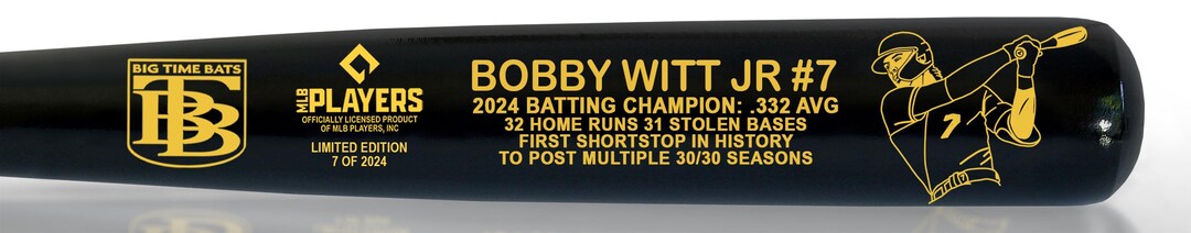 Bobby Witt Jr AL Batting Champ & 30/30 SS Record Black Maple Bat - Etsy