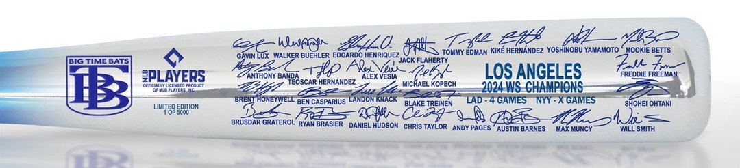 LA Dodgers 2024 WS Champions Team Signature Chrome Splash Bat - Etsy