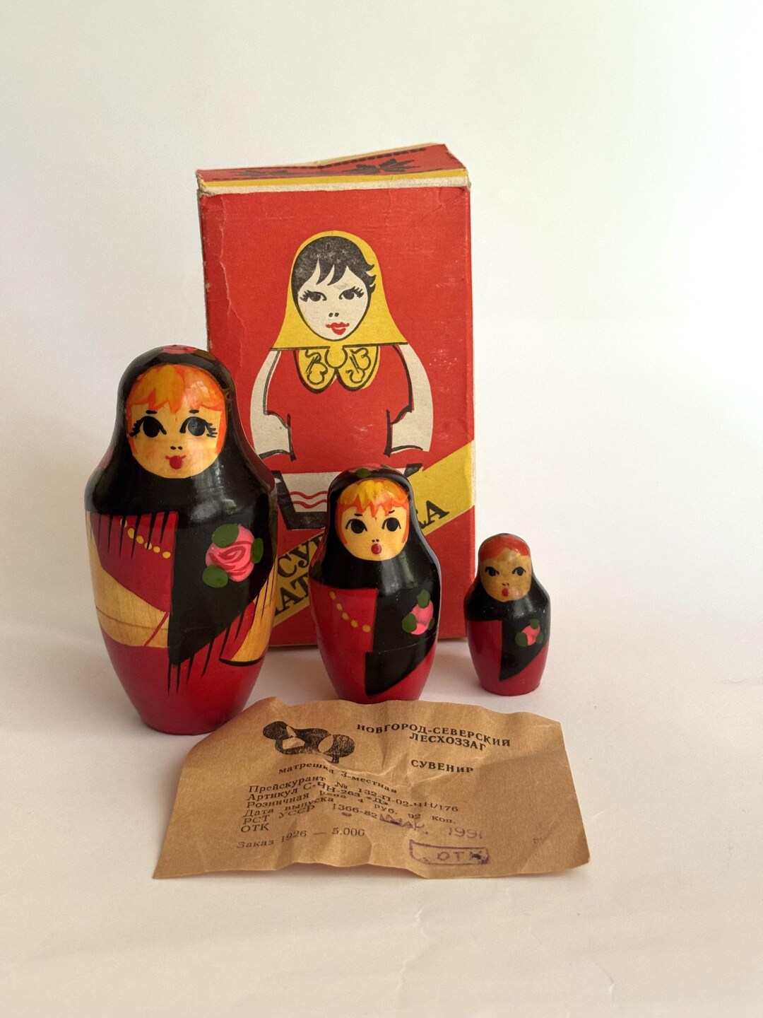 Soviet Matryoshka Dolls 1991 – 3-piece Russian Nesting Doll Set – USSR ...