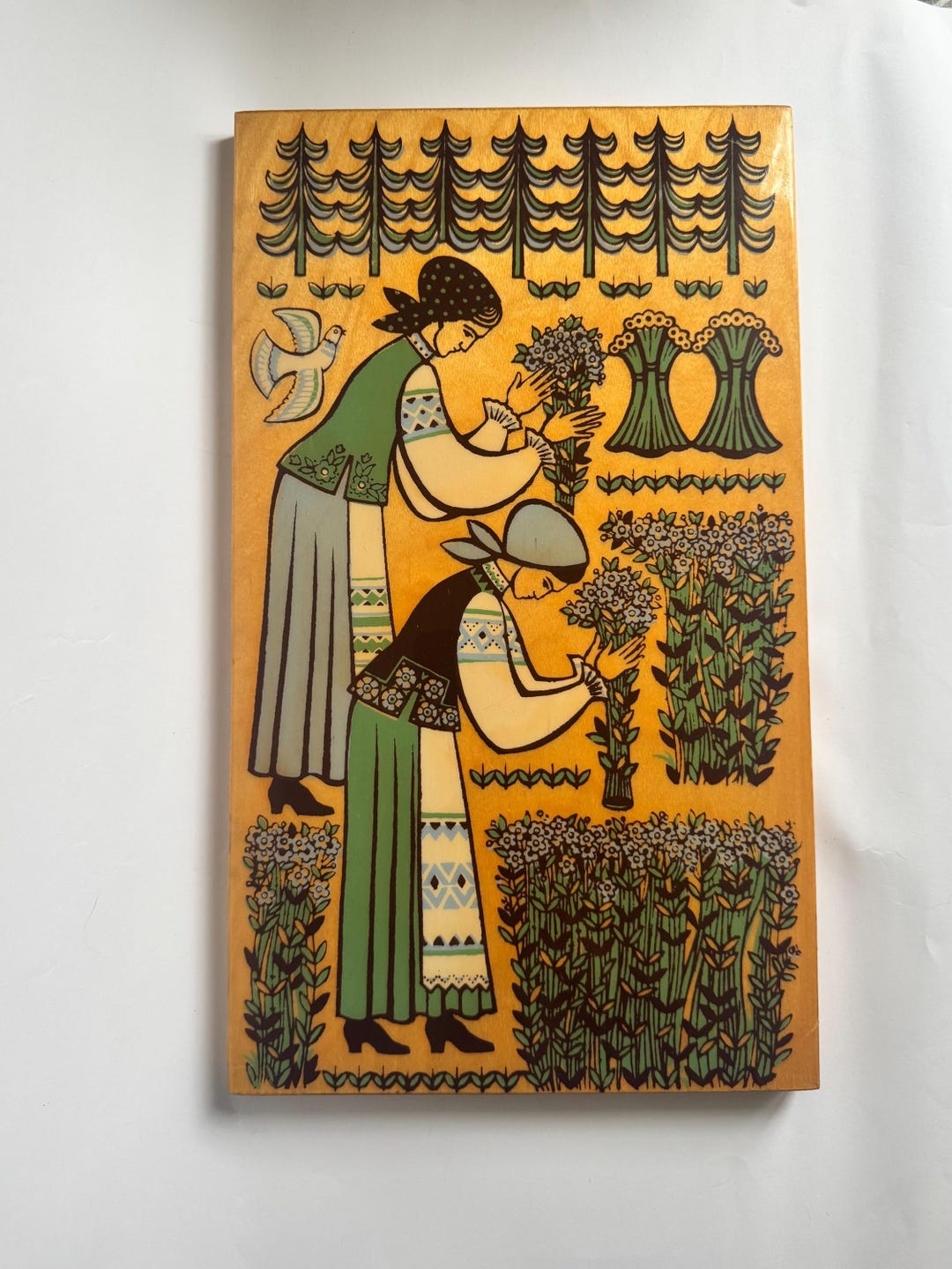 Vintage Wooden Wall Painting From the USSR "linen". Soviet Wall Art ...