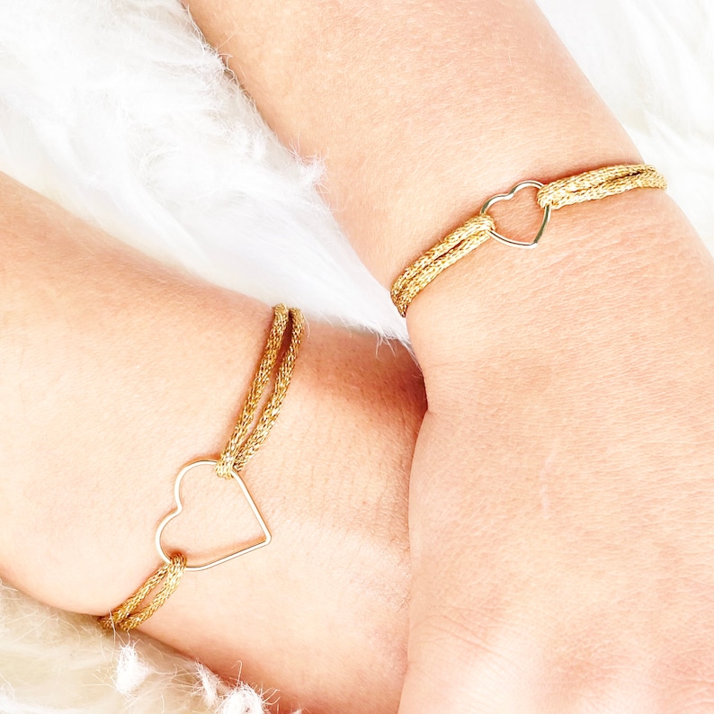 Mother & Daughter Bracelet Matching Duo 24k Gold Filled Heart Star ...