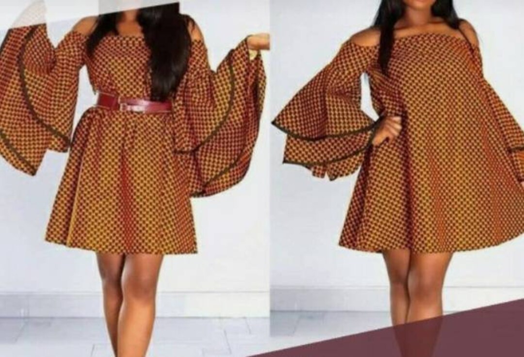 Joan African Off-the-shoulder Flare Dress /african Mini Dress /african ...