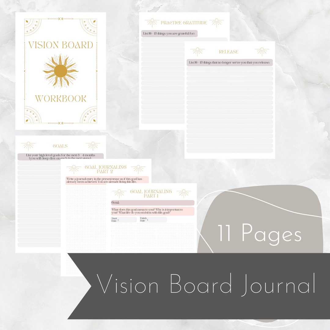 Vision Board Workbook How-to Guide Journaling Goal Setting New Years ...