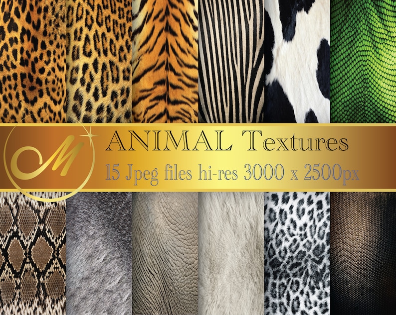 Animal Skin Textures Digital Paper - Animal Fur Backgrounds - 15designs ...