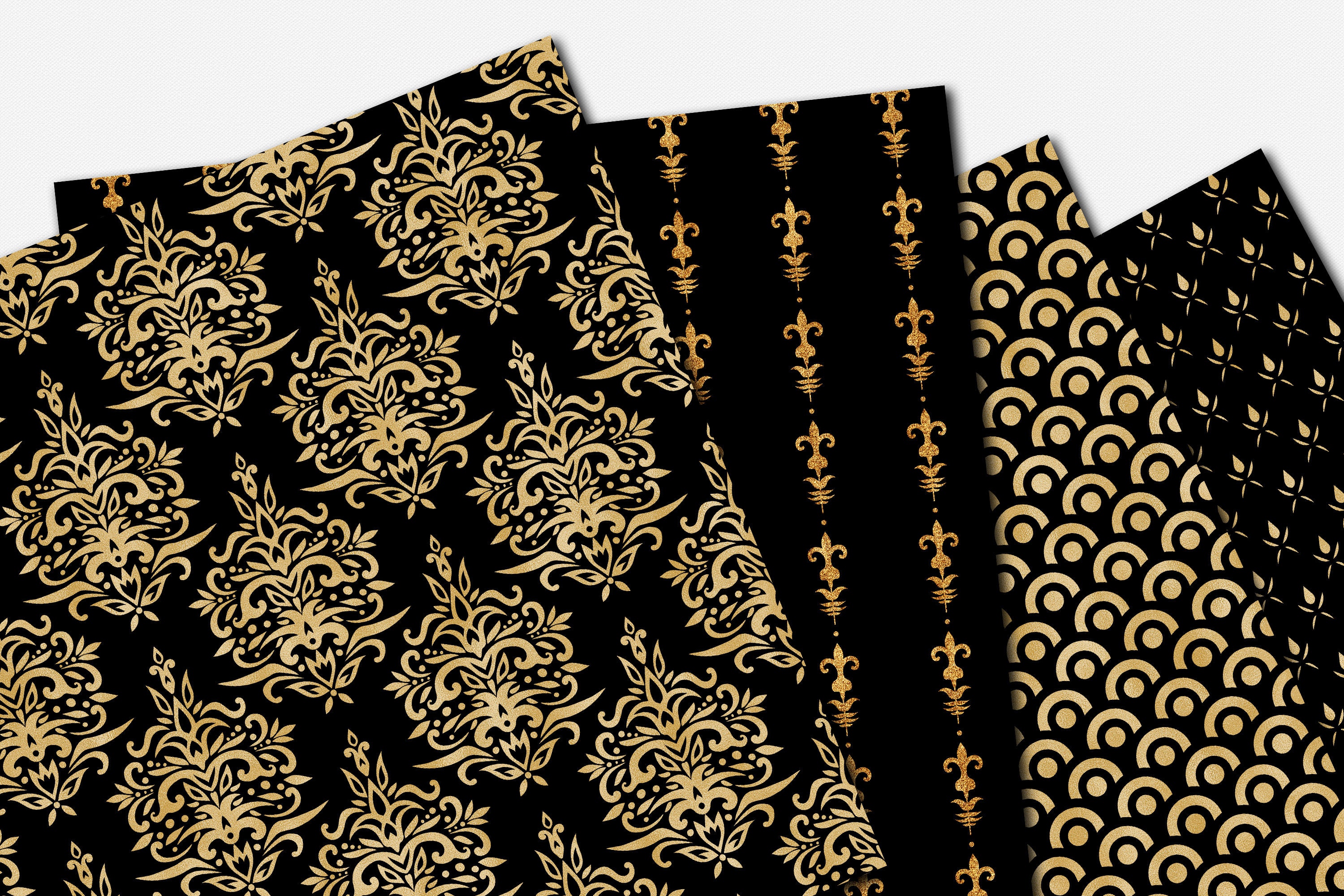 Black and Gold Diamond Digital Paper, Seamless Glam Glitter Textures ...