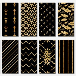 Black and Gold Diamond Digital Paper, Seamless Glam Glitter Textures ...