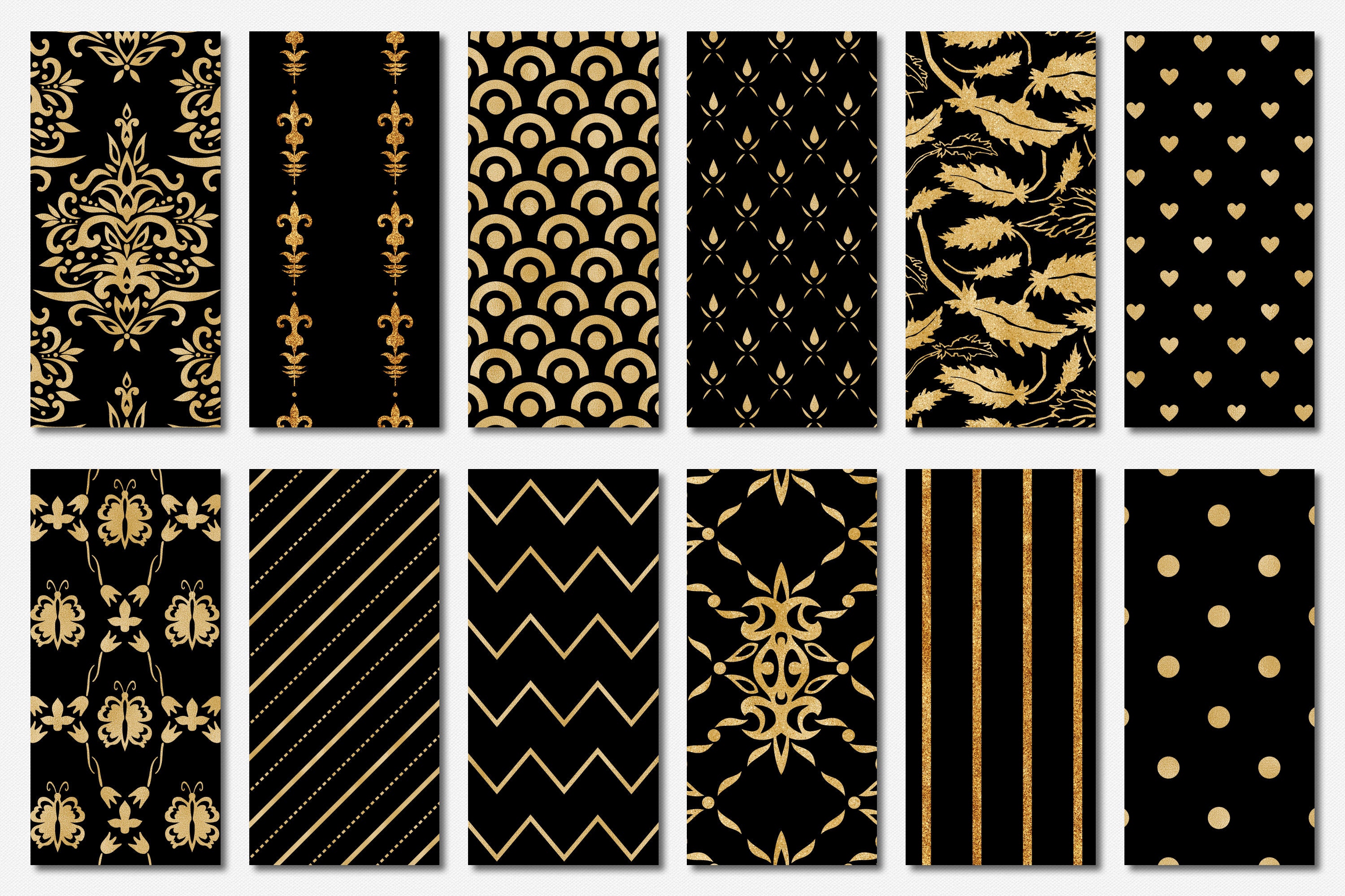 Black and Gold Diamond Digital Paper, Seamless Glam Glitter Textures ...