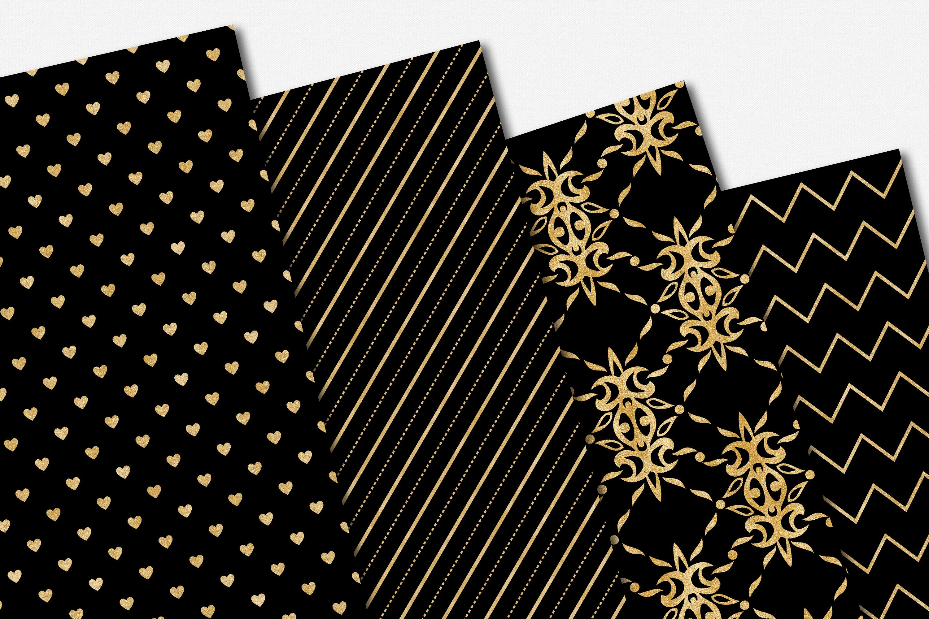 Black and Gold Diamond Digital Paper, Seamless Glam Glitter Textures ...