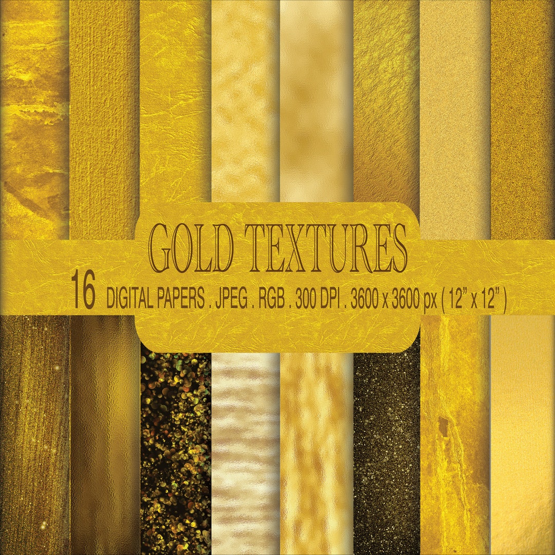 Gold Textures Digital Paper, Metallic Gold Leather Gold Glitter Golden ...