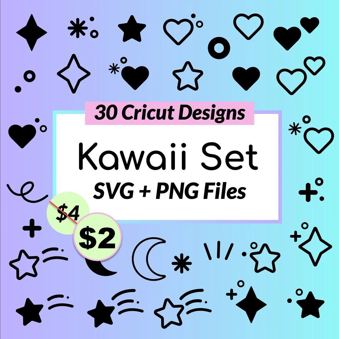 30 Kawaii Icons: SVG, PNG Cut Files for Cricut (digital Download) - Etsy