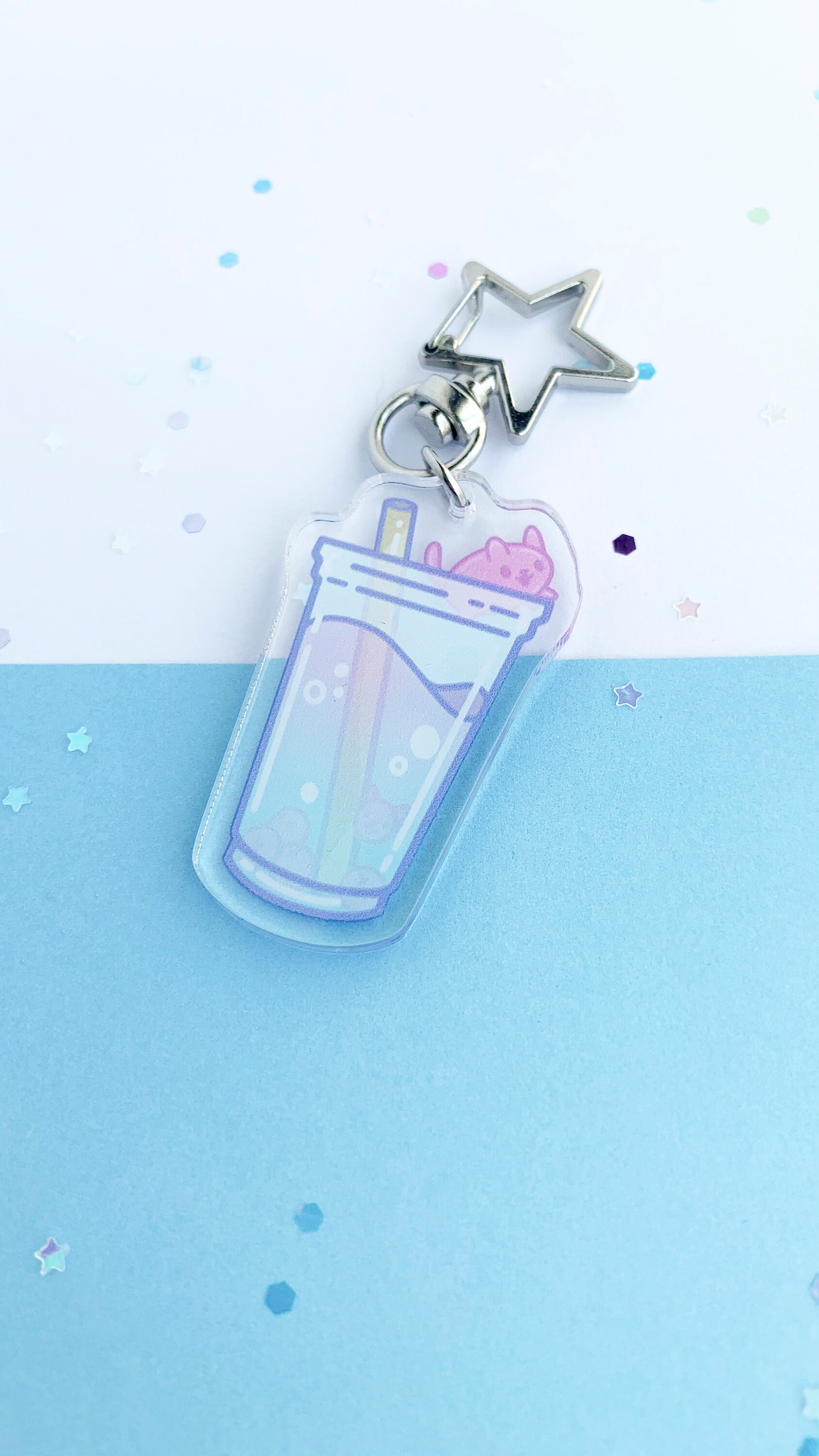Boba Cat Acrylic Keychain Cute Kawaii Aesthetic | Etsy