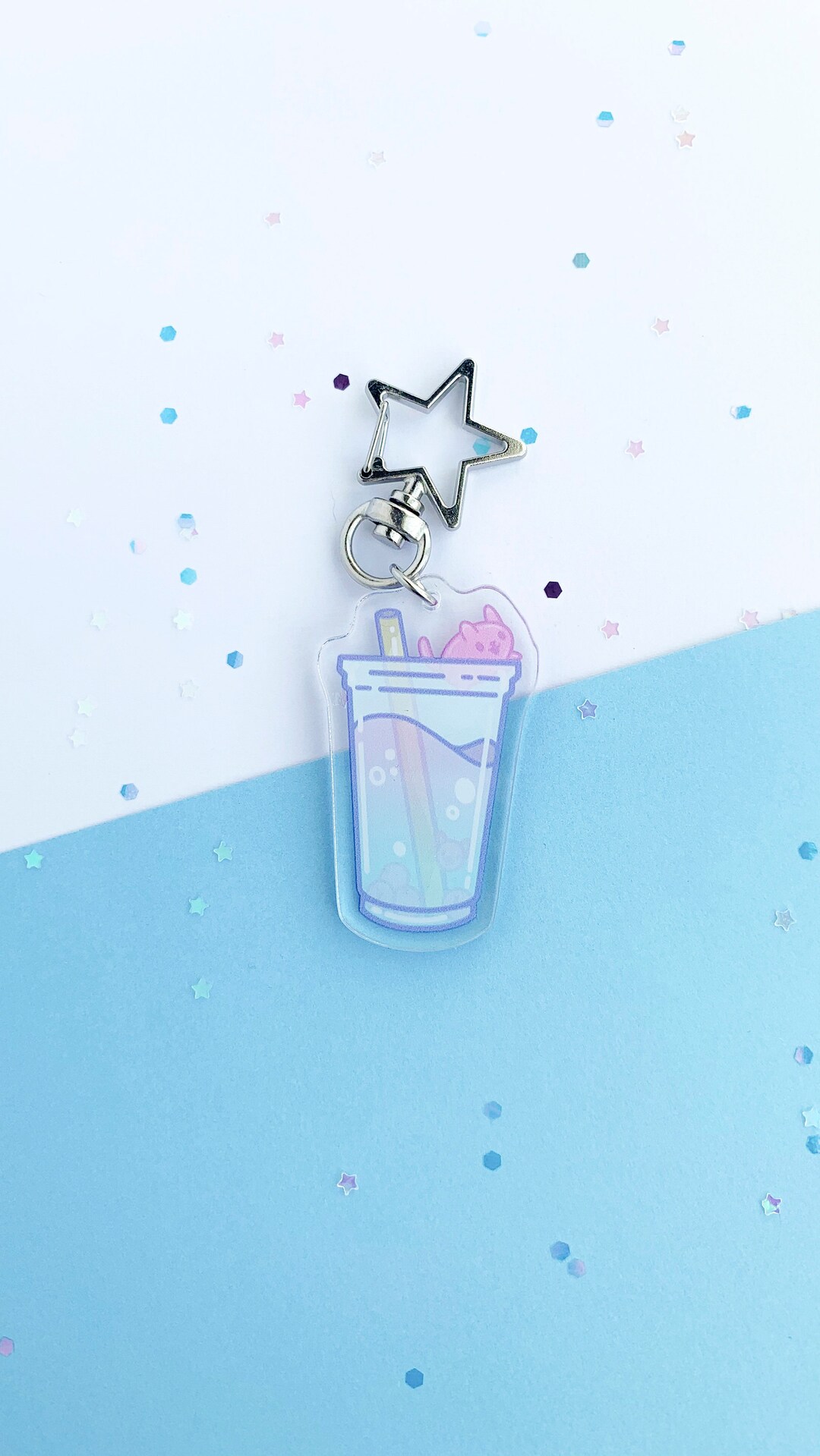 Boba Cat - Acrylic Keychain - Cute - Kawaii Aesthetic - Etsy
