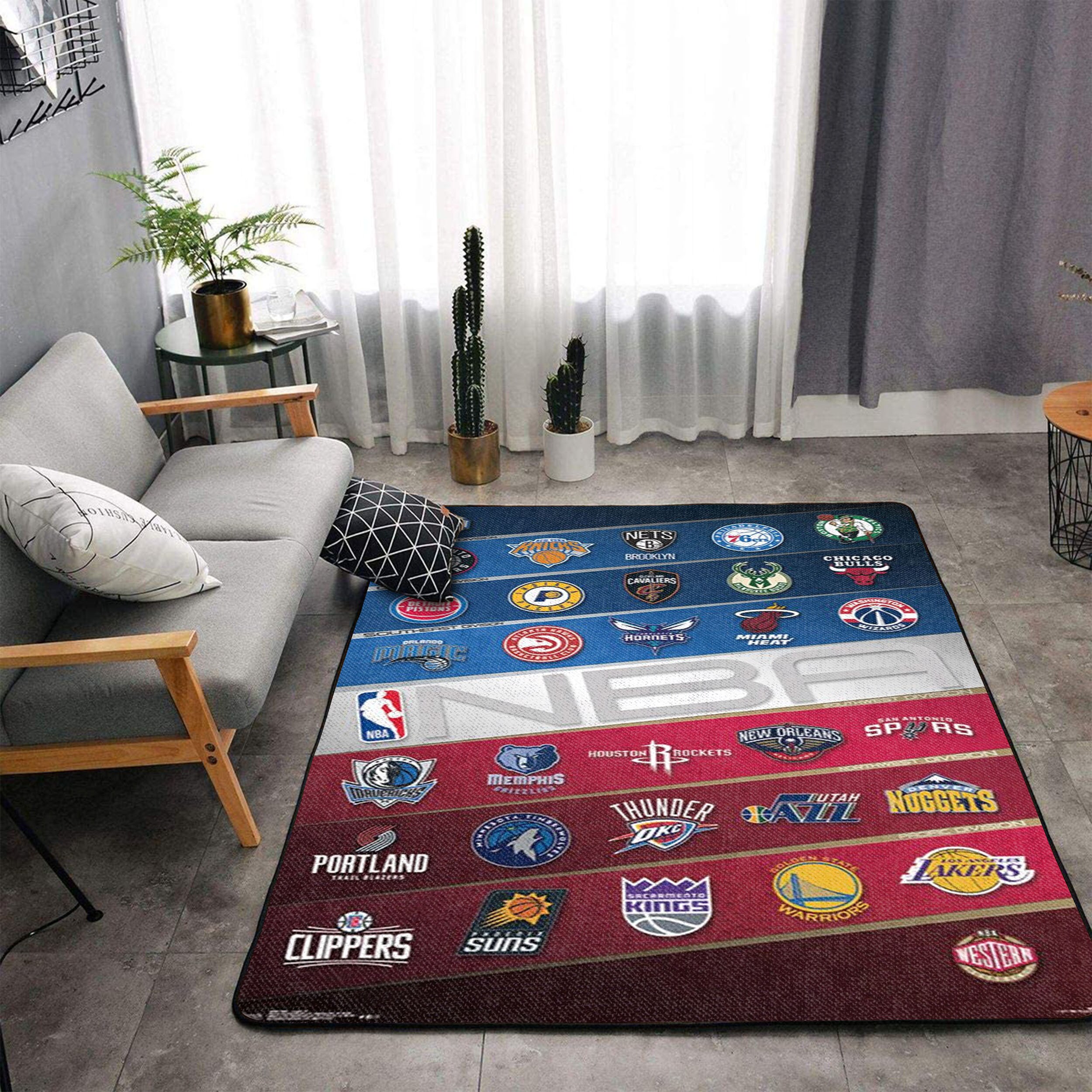 NBA Basketball Rug Logo NBA Team Basketball Map Home | Etsy