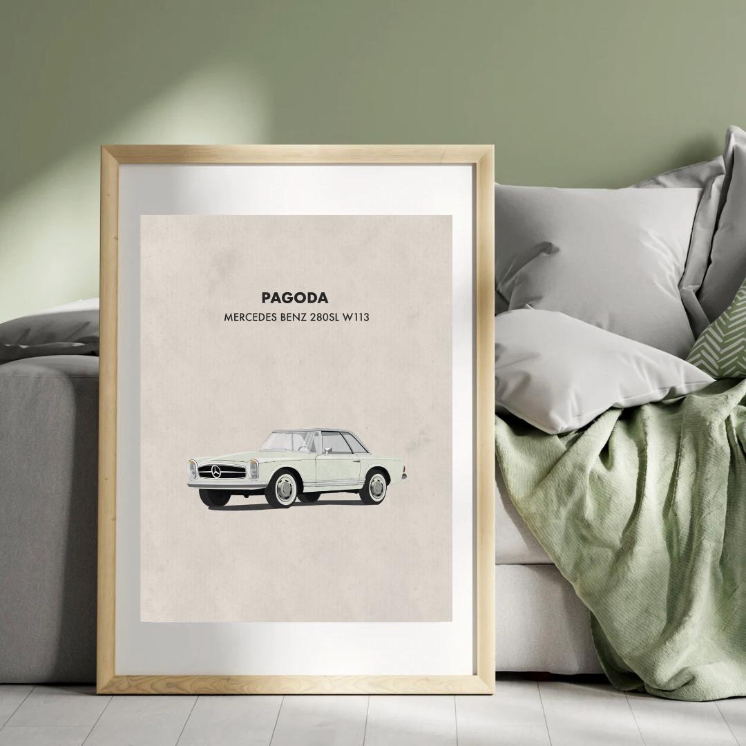 Classic Car Print Car Illustrations Retro Car Poster Vintage Car Wall ...