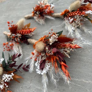 Burnt Orange, Cream, Beige and Eucalyptus Buttonholes, Autumn ...