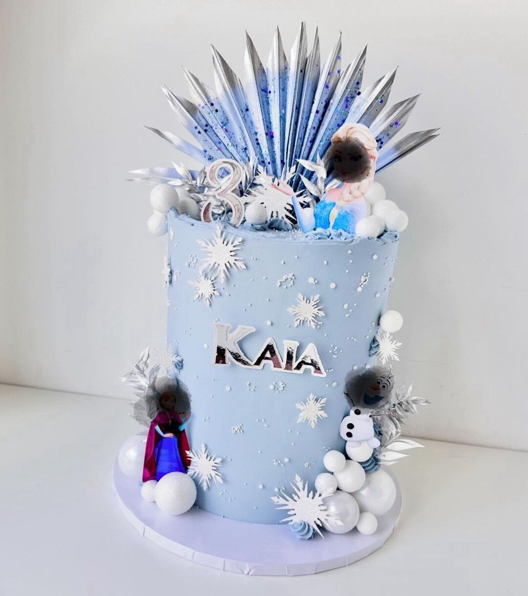 Powder Blue Sunpalm, Flower, Ice Queen Cake Toppers, Dried Flower Cake ...