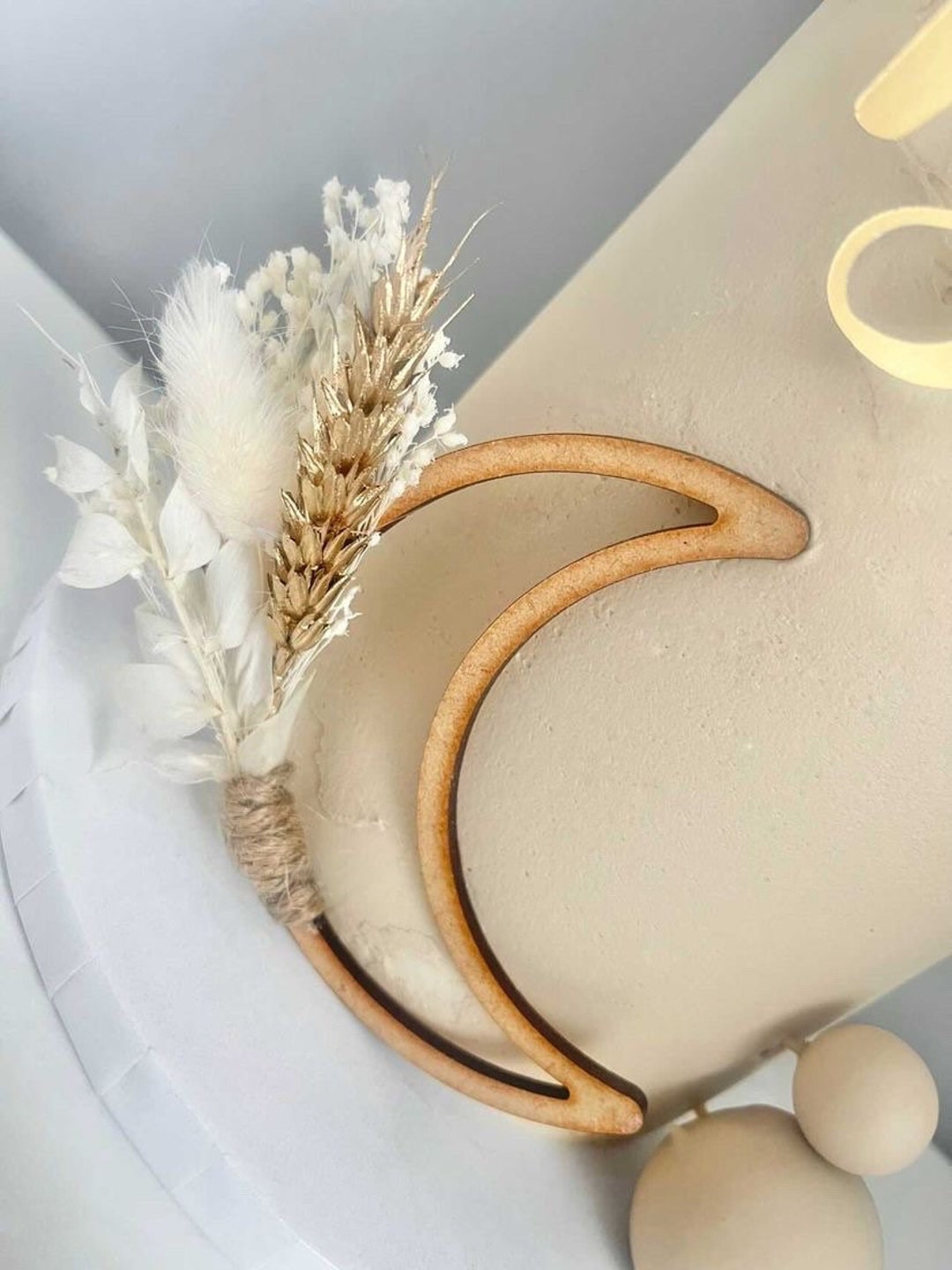 10cm Gold and Neutral Wooden Moon Cake Hoops, Baby Shower, Eid ...
