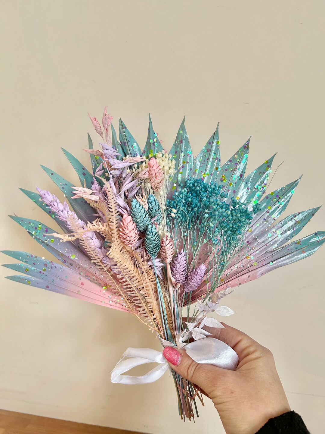 Mermaid Dried Flower Cake Topper, Palm Spear Dried Flower Toppers ...