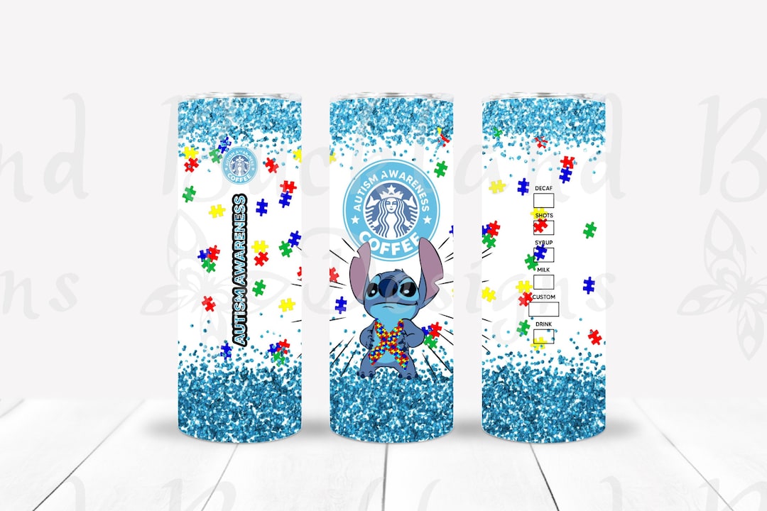 Vaso de 20 oz con diseño de Stitch, concientización sobre el autismo ...