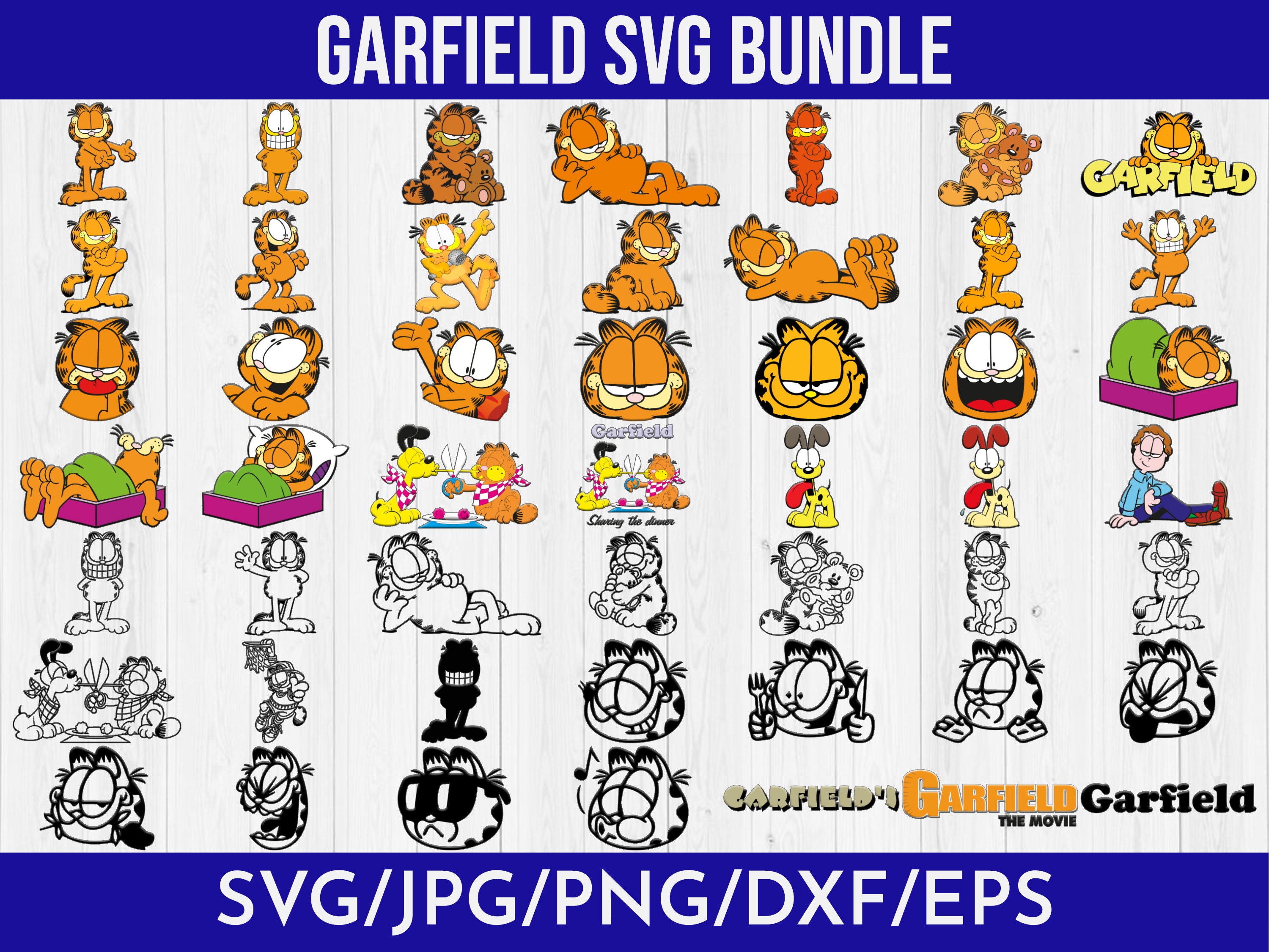 Garfield Svg, Garfield Bundle SVG, Garfield Silhouette Png, Garfield ...