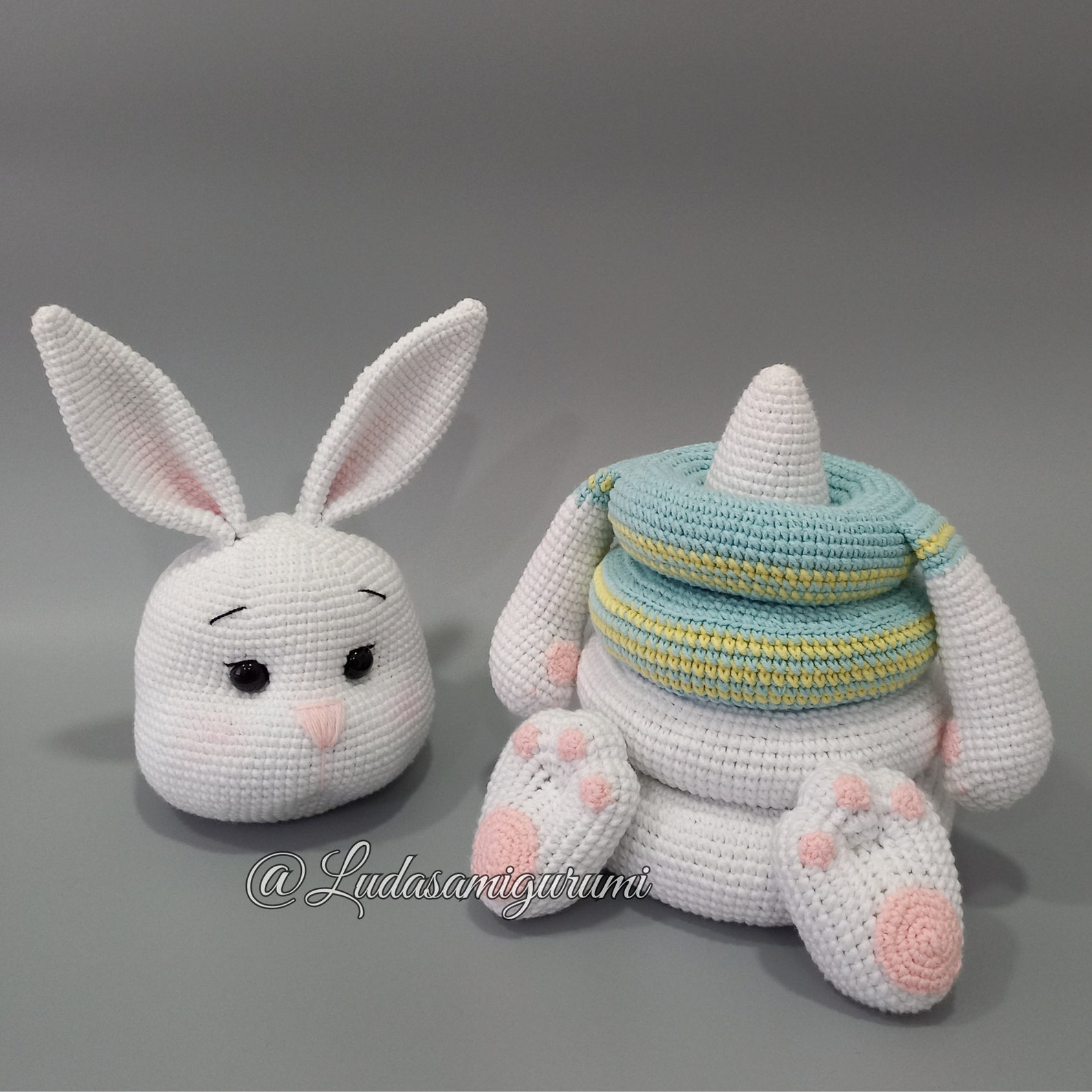 Bunny Stacking Toy Crochet Pattern, Amigurumi Animal Nursery Decoration ...