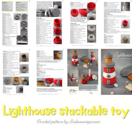 Lighthouse Stacking Toy Crochet Pattern, Ring Tower Tutorial, Nautical ...