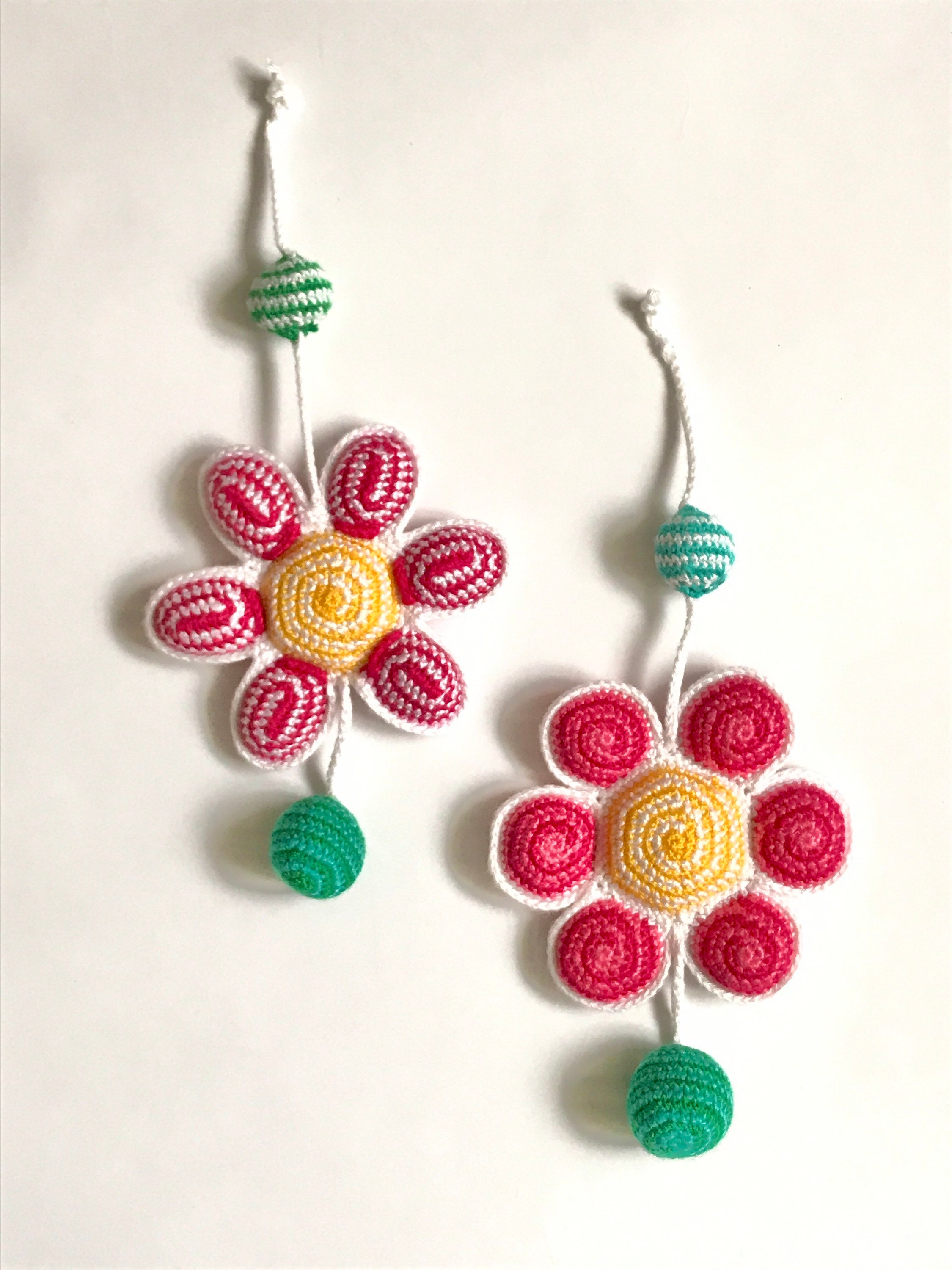 Flower Baby Mobile Crochet Patterns PDF, Floral Stroller Chain or ...